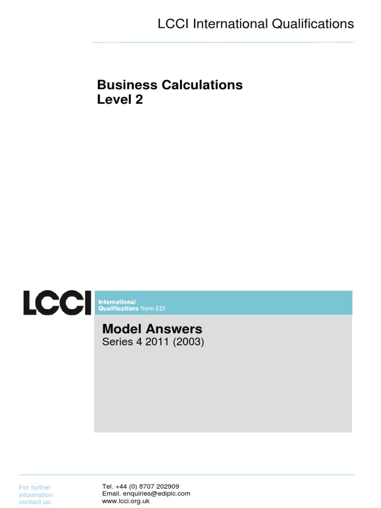 Business Calculations Level 2: LCCI International Qualifications | PDF | Euro | Interest
