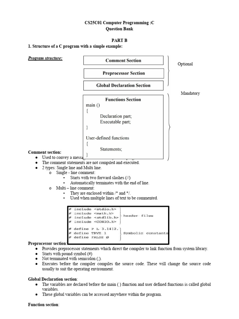 CS25C01 Part B Question With Answers | PDF | Parameter (Computer ...