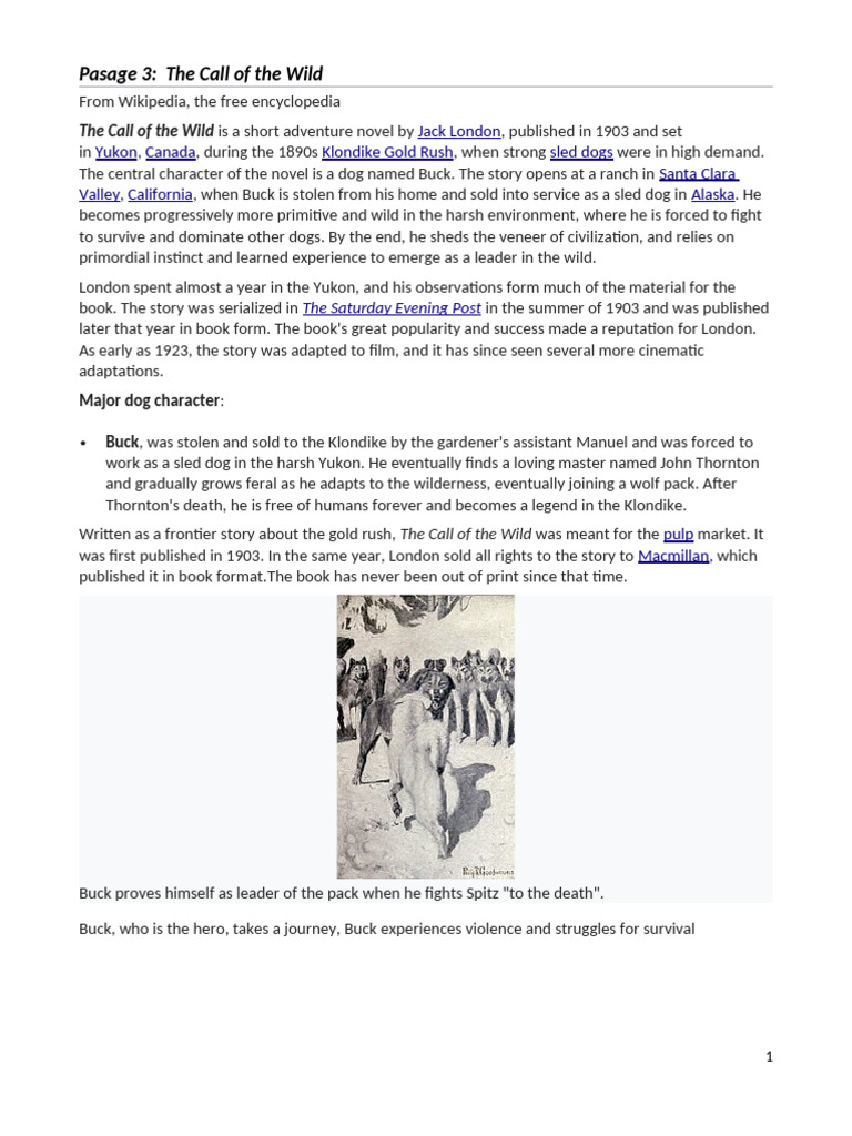 PASSAGE 3 va 4 | PDF | The Call Of The Wild