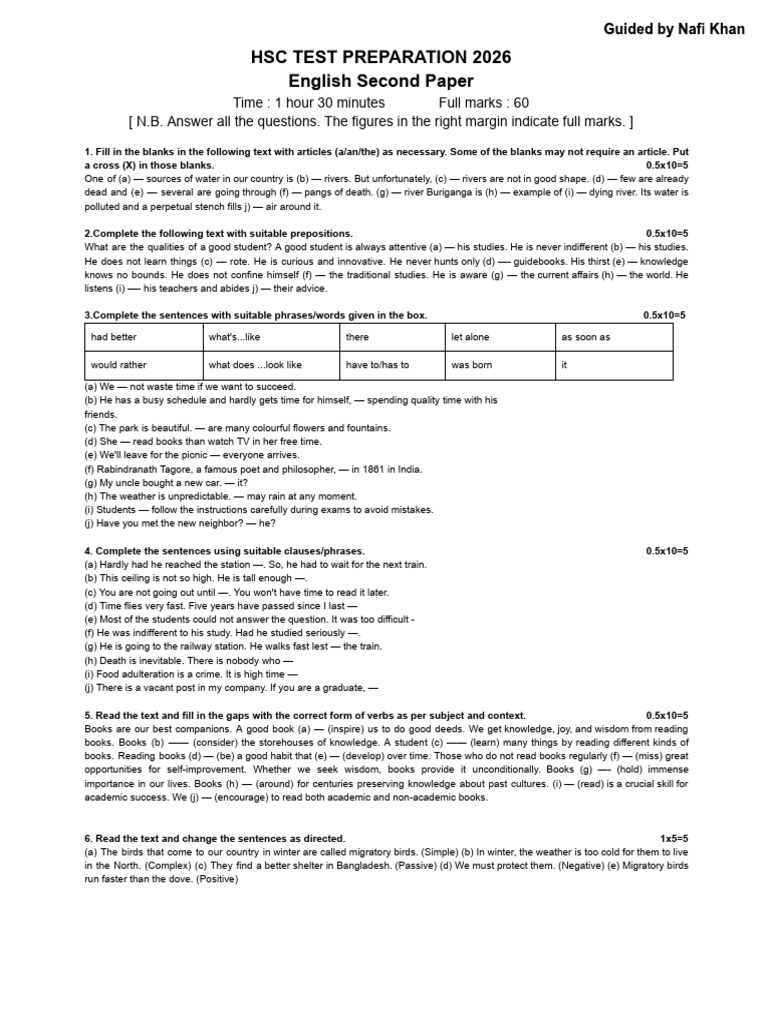 HSC English Second Paper 2026 Guide | PDF | Linguistics | Syntax