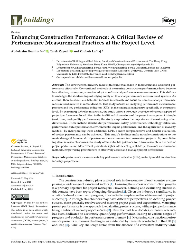 Enhancing Construction Performance-A Critical Review of Performance ...