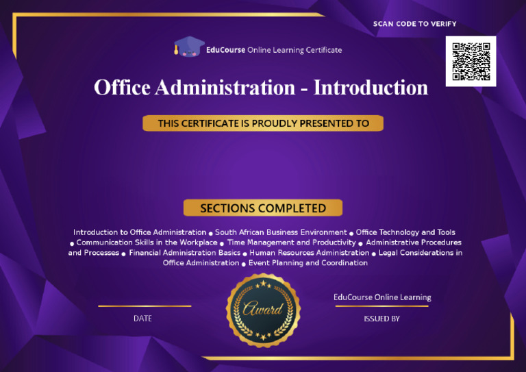 Office Administration Introduction Certificate Office Administration ...