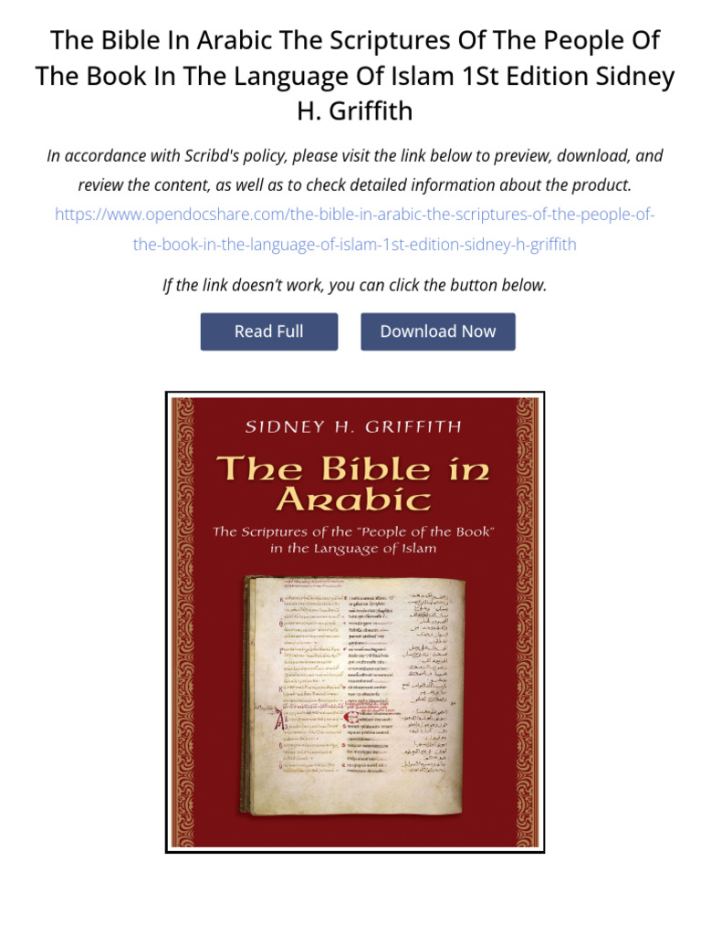 The Bible in Arabic The Scriptures of the People of the Book in the ...