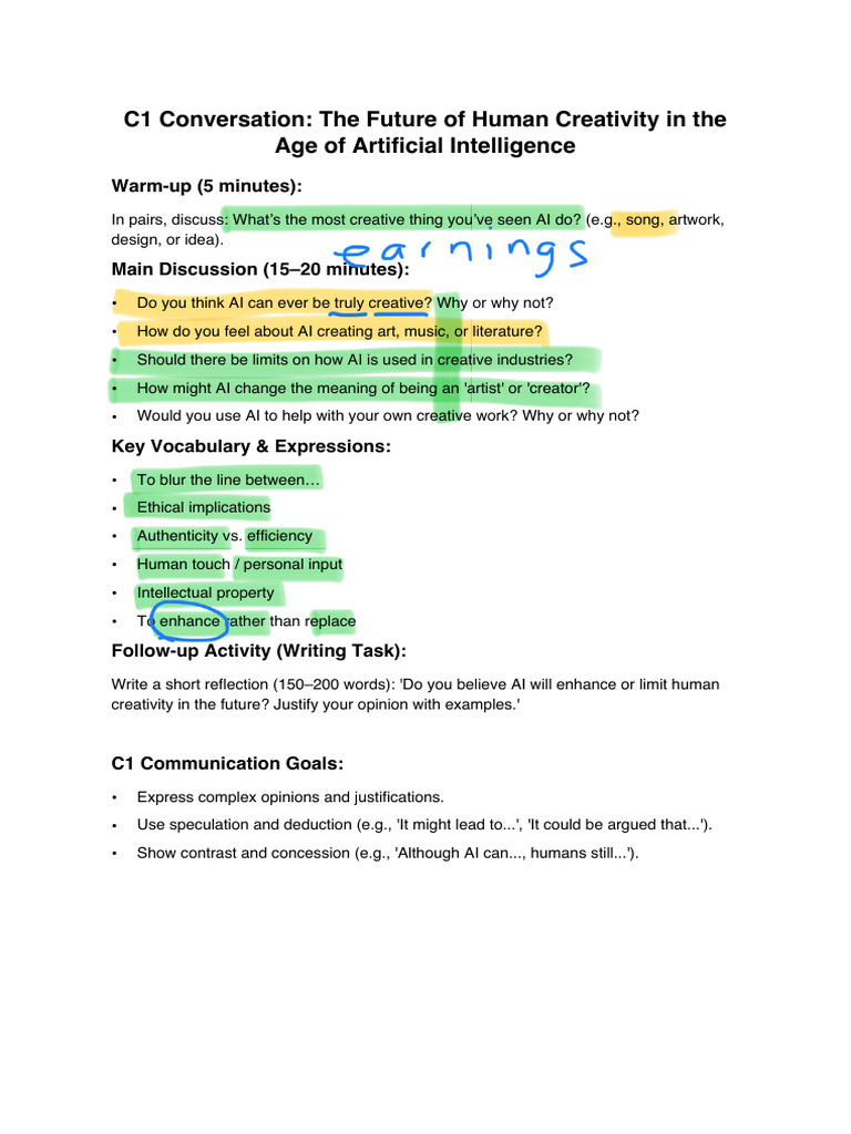 C1 Conversation AI Creativity | PDF
