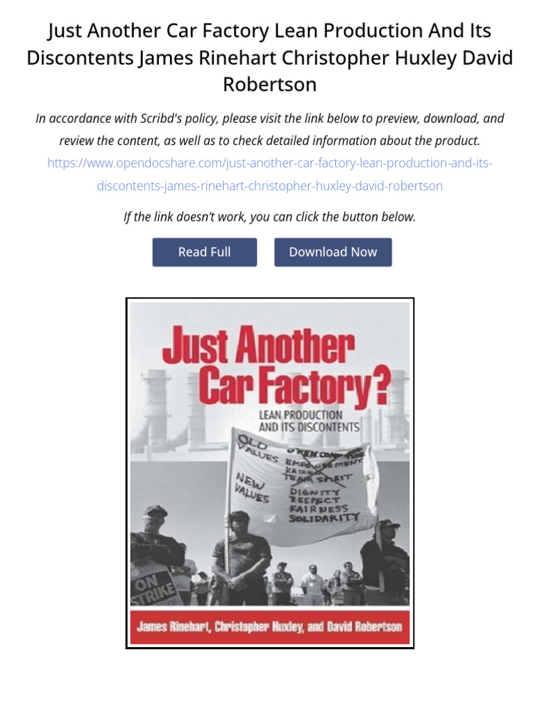 Just Another Car Factory Lean Production And Its Discontents James ...