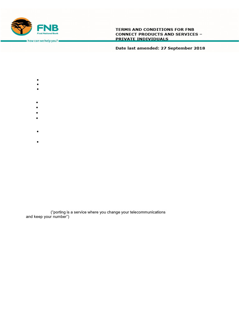 FNB Connect Terms for Private Individuals | PDF | Roaming | Prepaid ...
