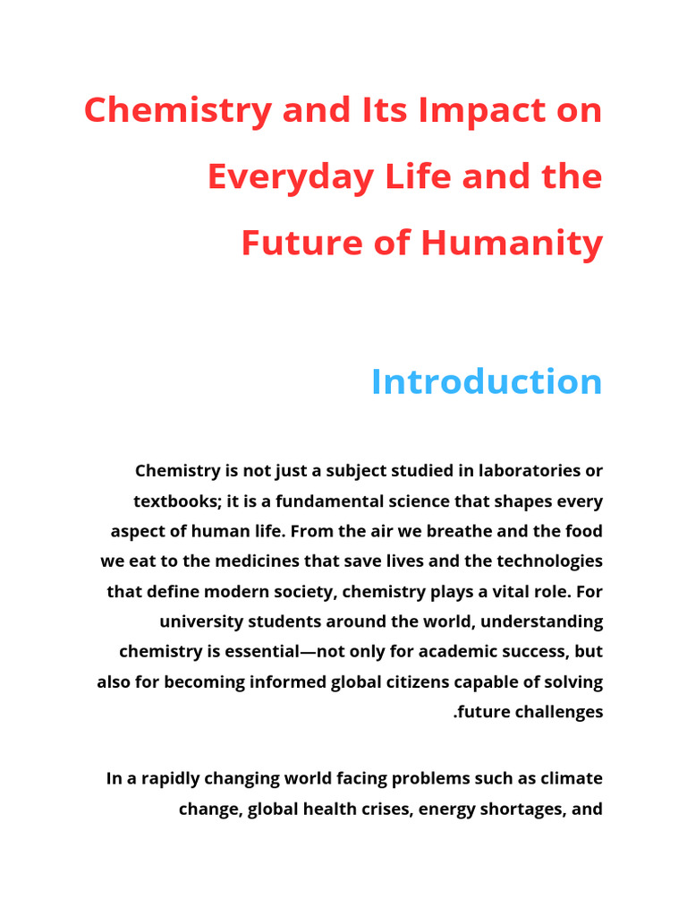 Chemistry's Role in Daily Life & Future | PDF | Chemistry | Science
