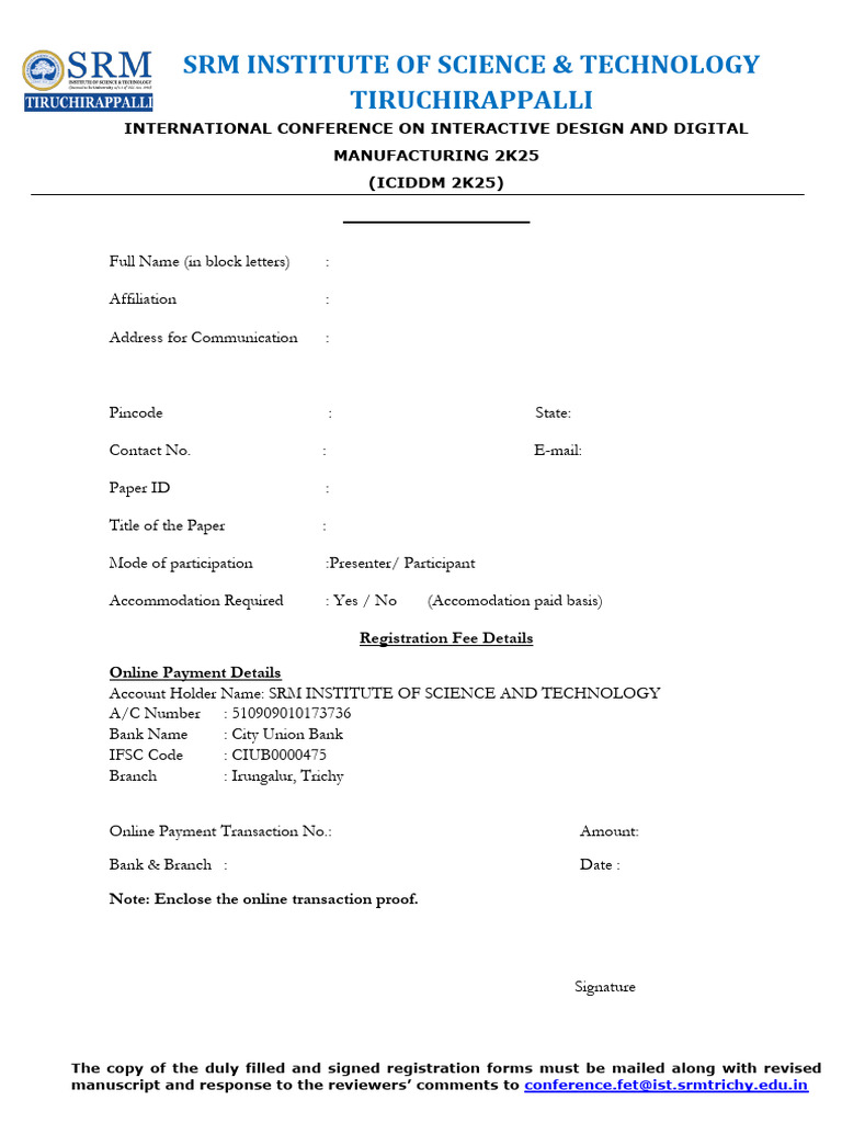 ICIDDM2K25 Registration Form | PDF