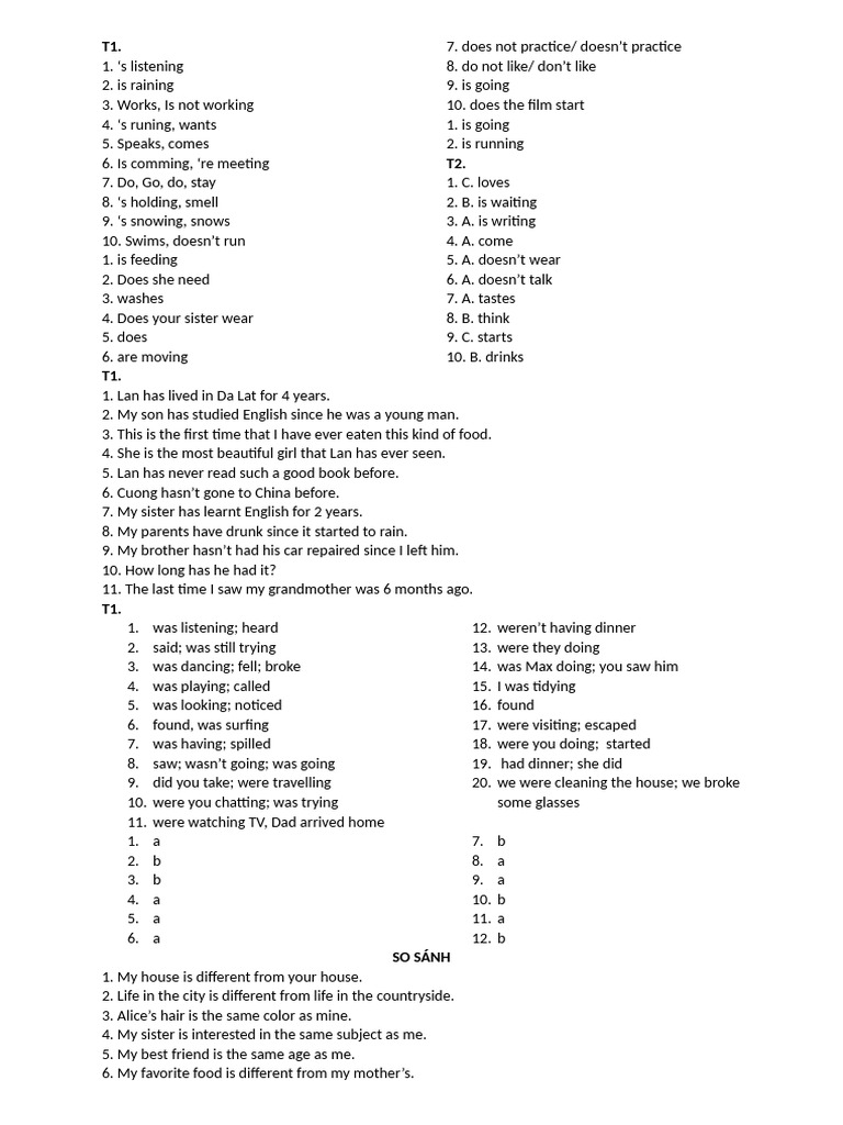 Key Review Tenses | PDF