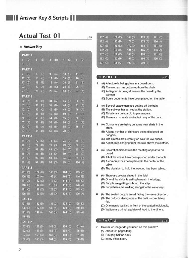 Toeic - 700 - Key and Script | PDF