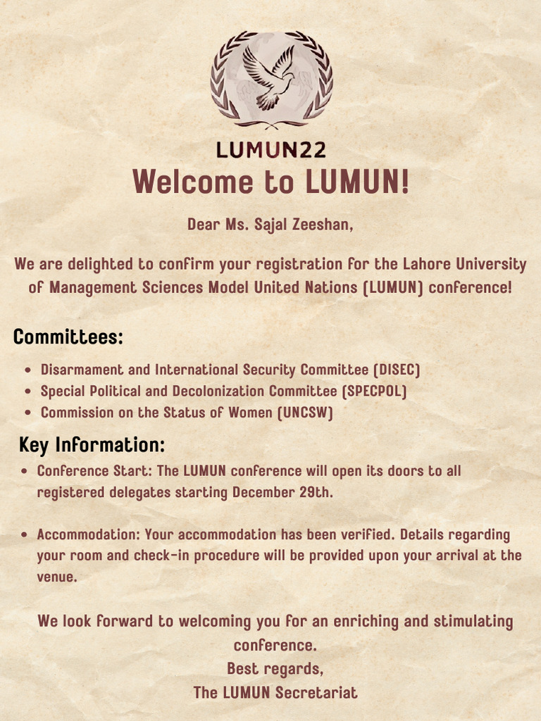 Welcome to LUMUN! | PDF