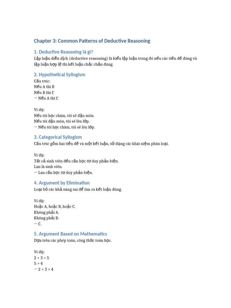 Chapter 3 Common Patterns of Deductive Reasoning | PDF