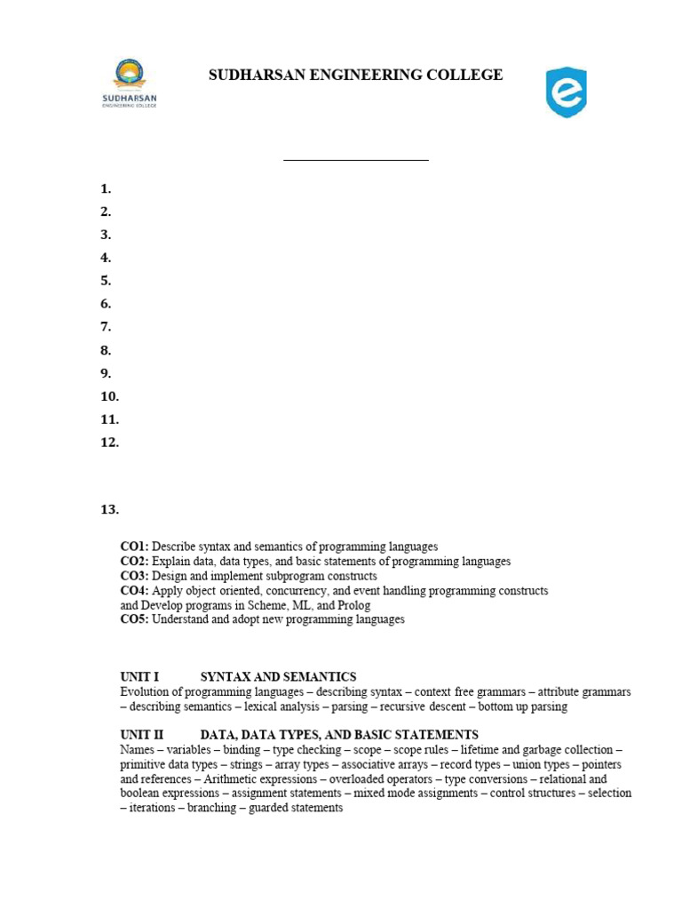 5 - Ppl - Lession Plan | PDF | Programming Language | Scope (Computer ...