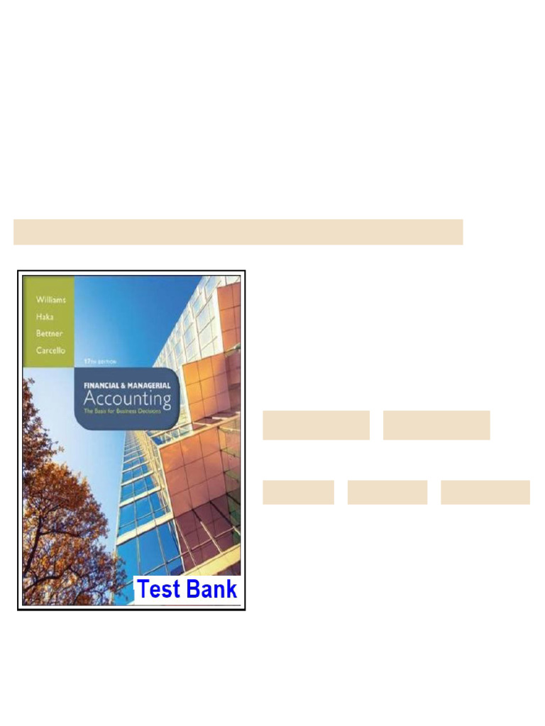 Financial and Managerial Accounting The Basis for Business Decisions ...