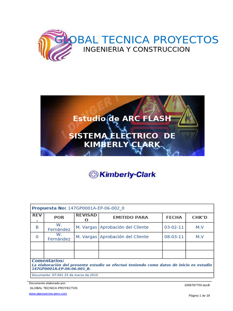 Arc Flash Study Kimberly Clark RV B | PDF | Transformador | Red eléctrica