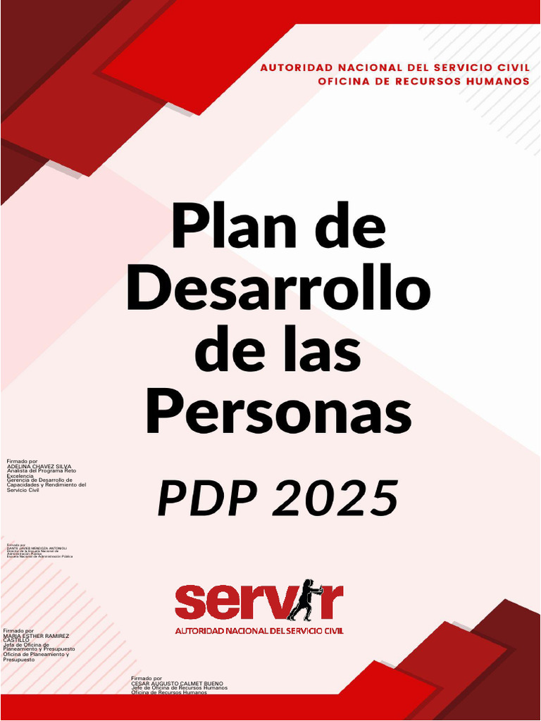 Plan de Desarrollo de Personas SERVIR 2025 | PDF | Gestión de recursos ...