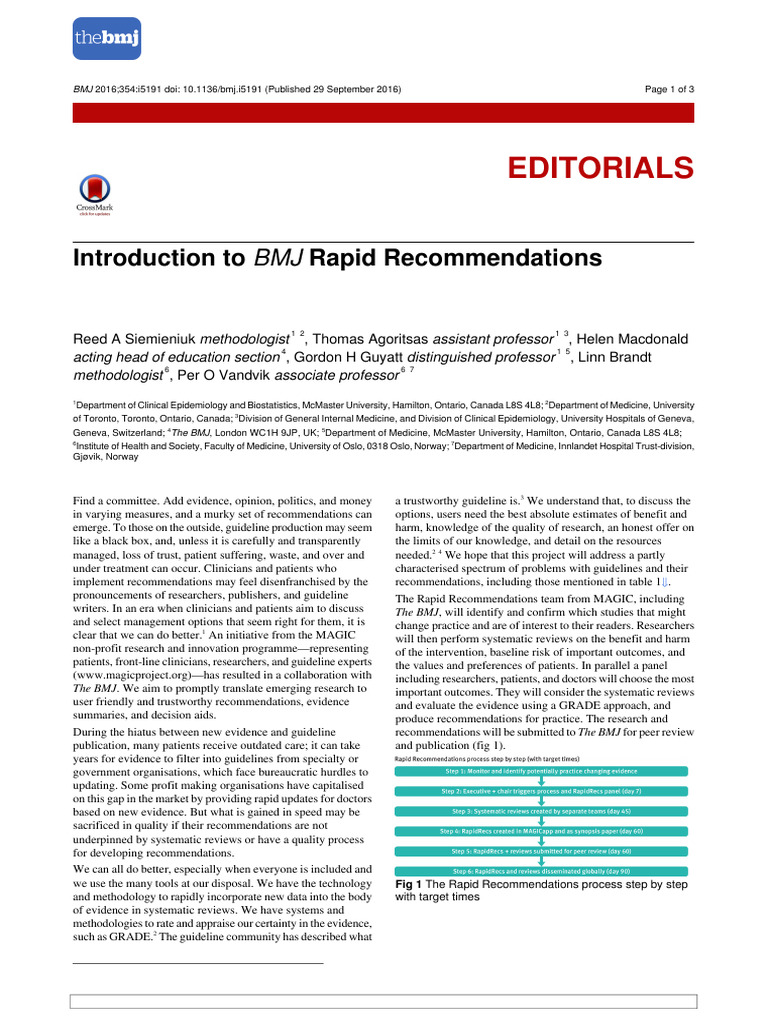 Introduction to BMJ Rapid Recommendations | PDF | Systematic Review ...