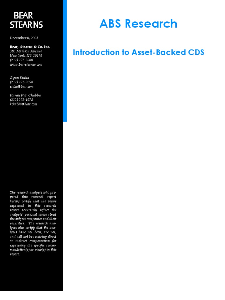 ABS Research: Introduction To Asset-Backed CDS | PDF | Asset Backed ...