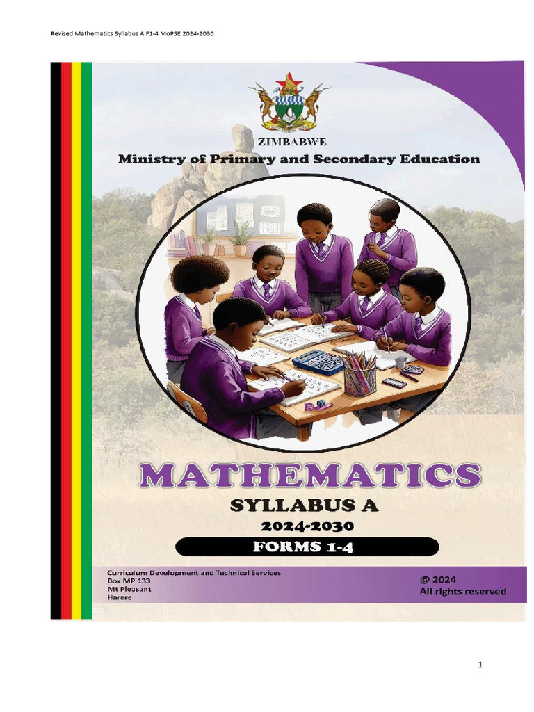 Revised Mathematics Syllabus F1-4 MoPSE 2024-2030 | PDF ...