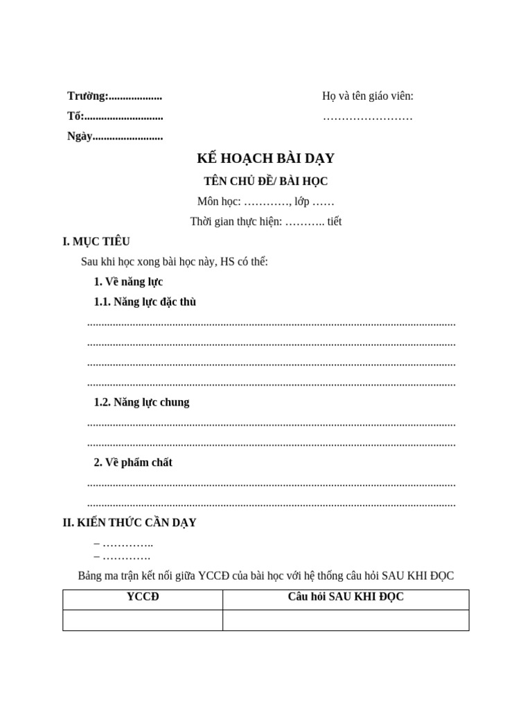 Khung KHBD thực hành | PDF