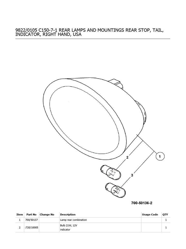 9822_0105 c150!7!1 Rear Lamps and Mountings Rear Stop, Tail, Indicator ...