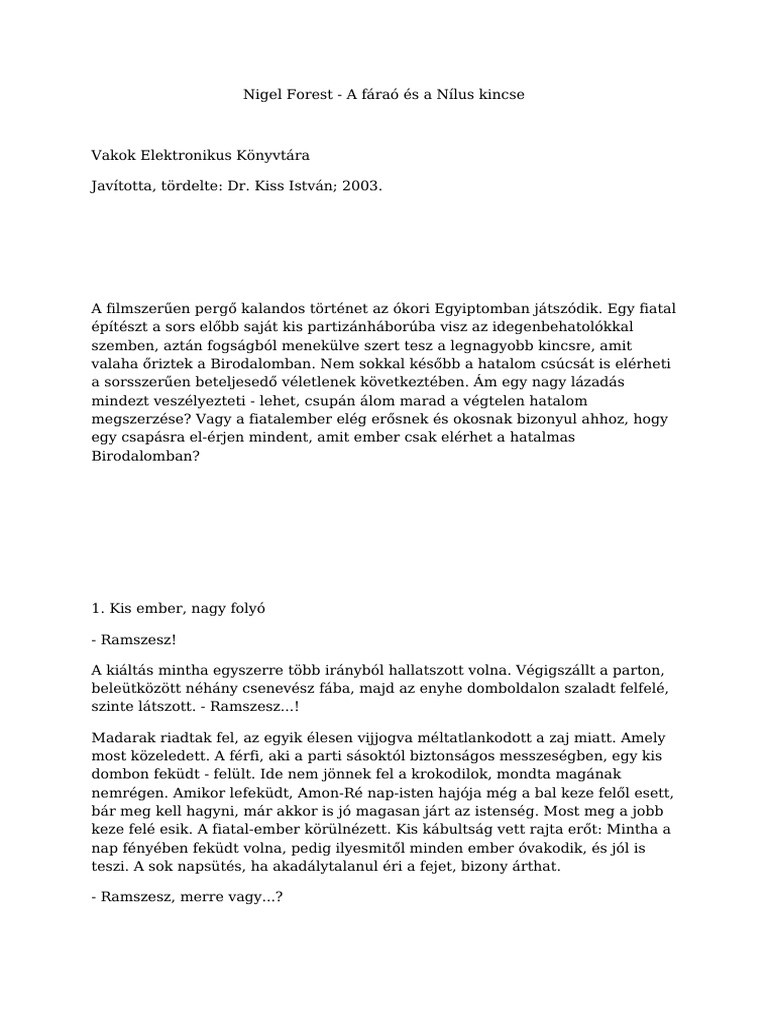 Nigel Forest - A Farao Es a Nil - A Farao Es a Nilus Kincse | PDF
