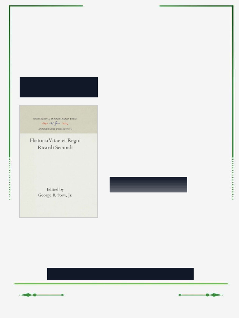 Historia Vitae et Regni Ricardi Secundi George B. Stow ebook rare ...