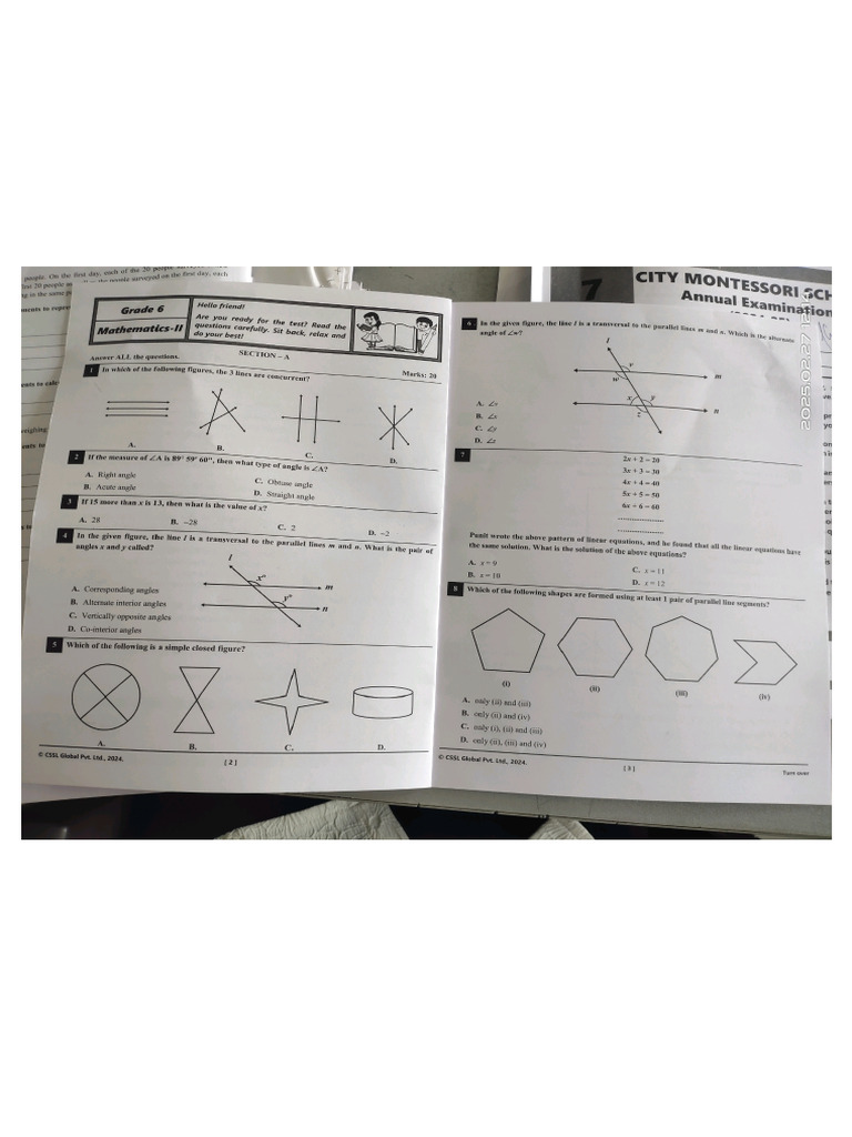 Class 6 Maths 2 Annual Paper 2024-25 | PDF