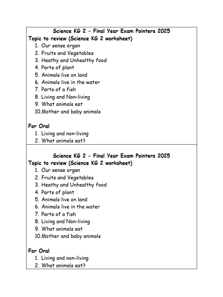 KG 2 and 3 Science Pointers (Revised - Final) | PDF