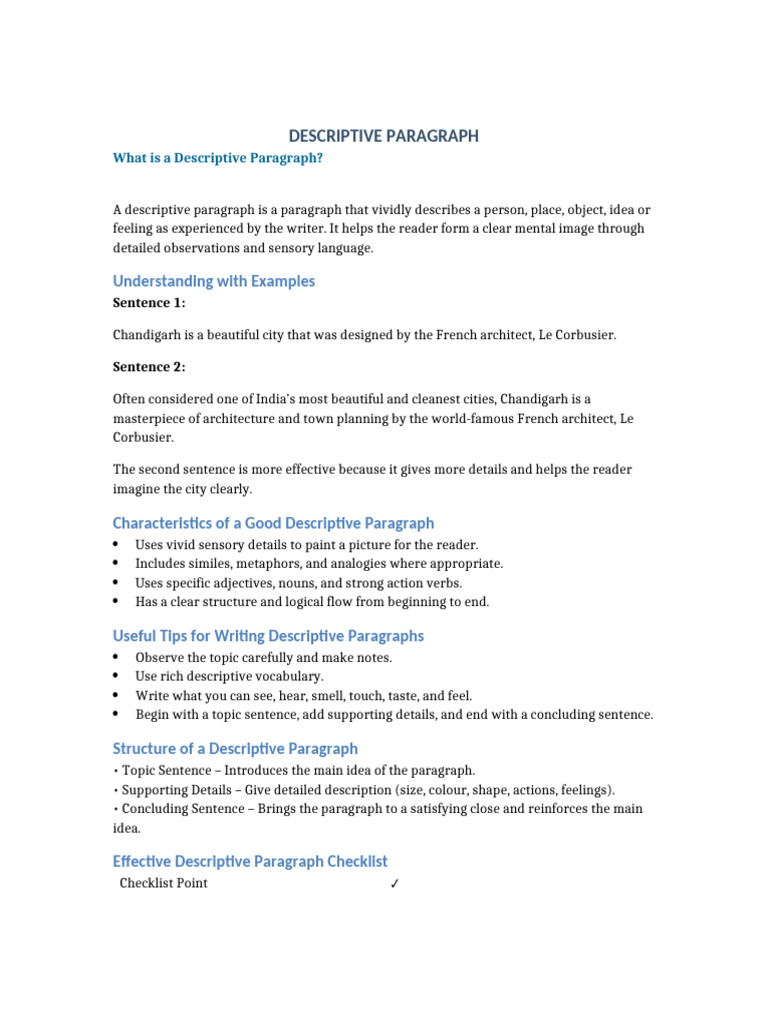 How to Write a Descriptive Paragraph | PDF