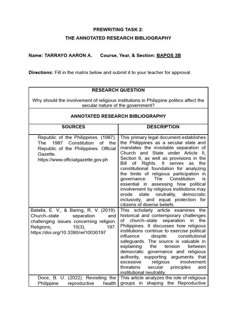 ARB-Tarrayo, Aaron a. | PDF | Separation Of Church And State | Theology