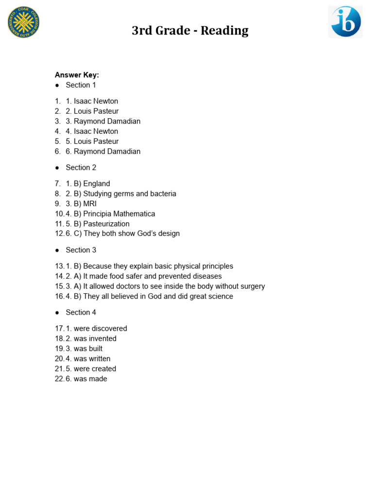 Great Scientists Answer Key | PDF