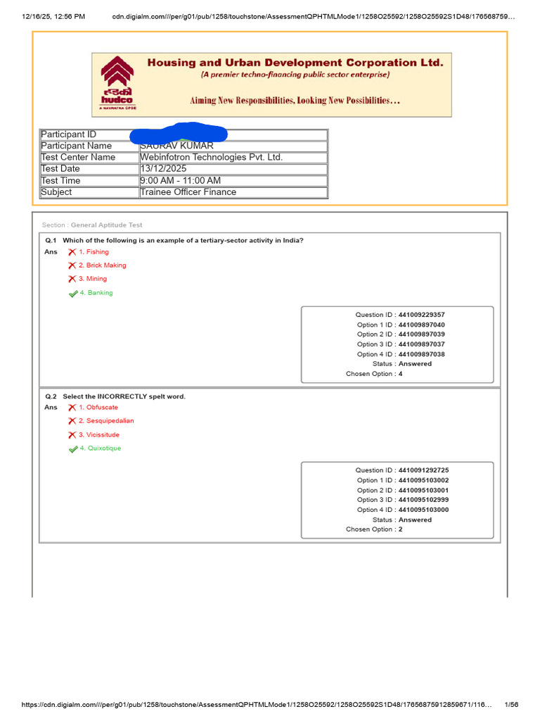 HUDCO Finance Officer 2025 Paper | PDF | Linguistics