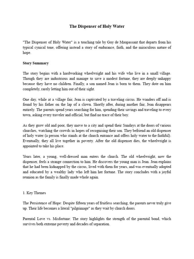 The Dispenser of Holy Water Summary | PDF