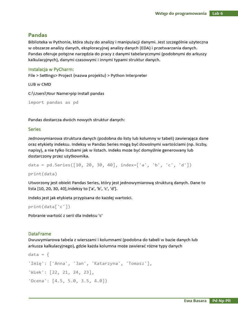 Lab6___Matplotlib, Pandas, NumPy | PDF