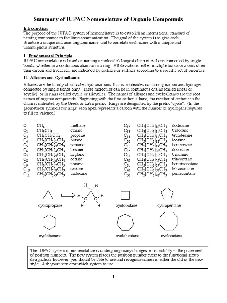 Summary of IUPAC Nomenclature of Organic Compounds | PDF | Carboxylic ...