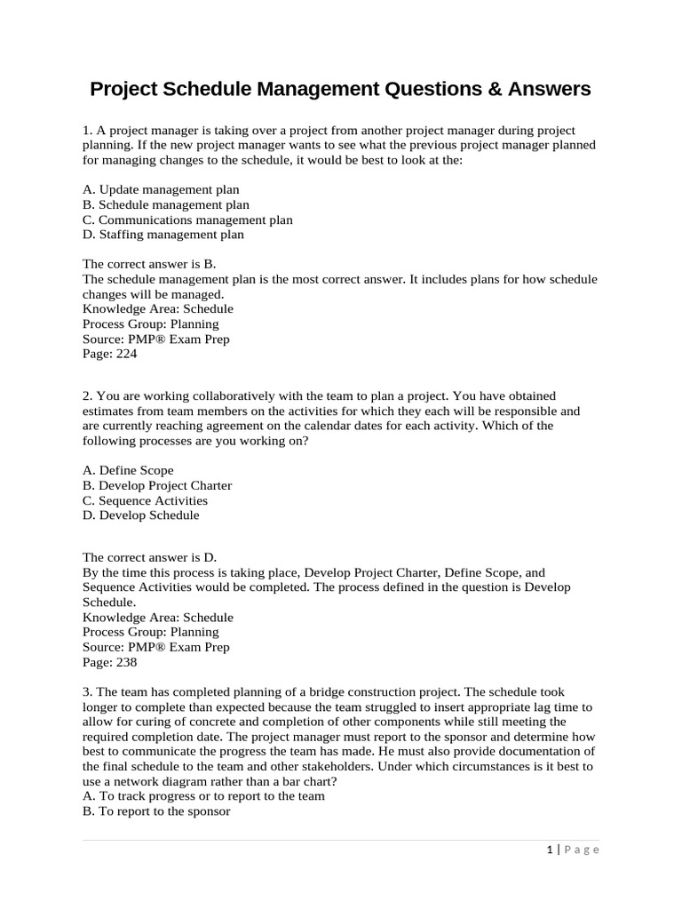 02 Schedule Management Questions and Answers | PDF