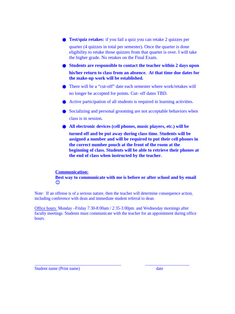 Copy of Class Syllabus | PDF