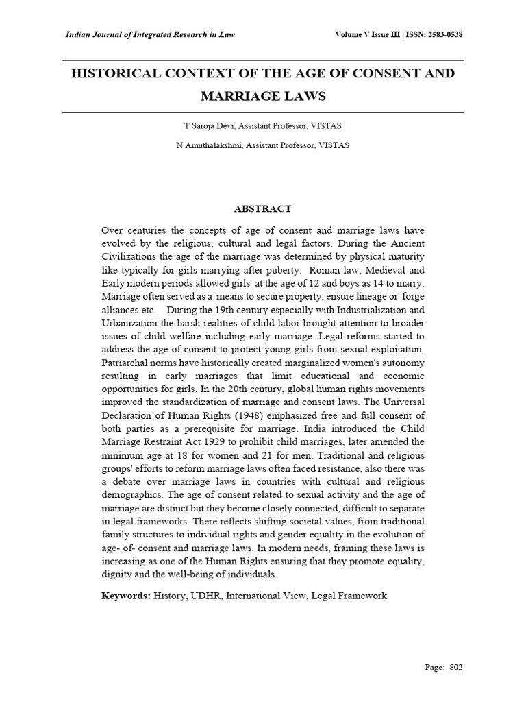 Evolution of Age of Consent Laws | PDF | Marriage | Child Marriage