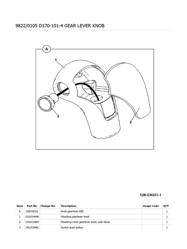 9822_0105 D170-101-4 GEAR LEVER KNOB | PDF