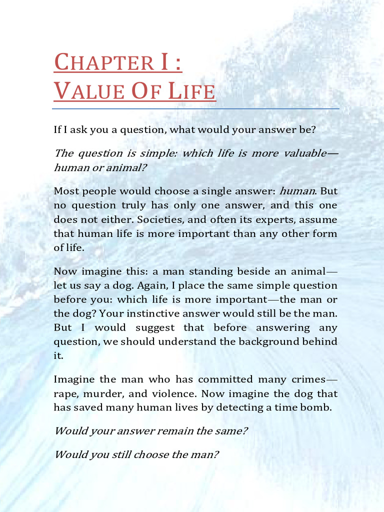 Chapter I Value of Life_1 by Amit Kumar | PDF | Justice | Crime & Violence
