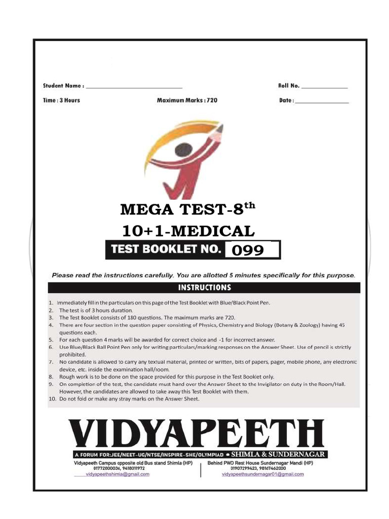 8th Grade Medical Mega Test 2026 | PDF | Surface Tension | Liquids