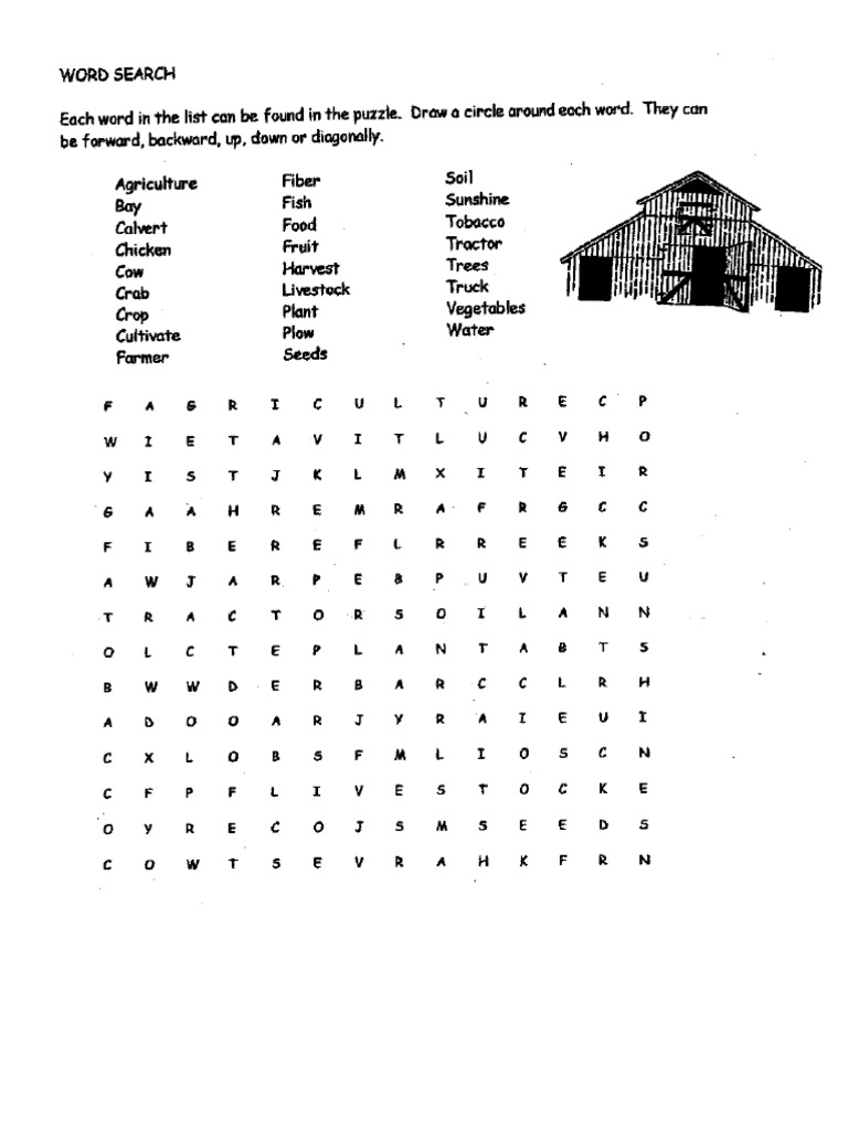 Agriculture Word Search (PDF) | PDF