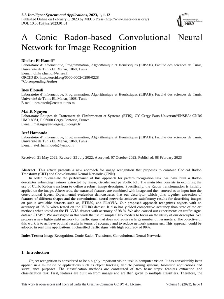 IJISA Prepared Manuscript Template | PDF | Deep Learning | Applied ...