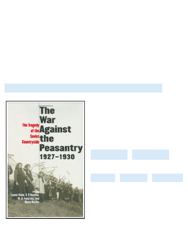 (Ebook) The War Against the Peasantry, 1927-1930: The Tragedy of the ...
