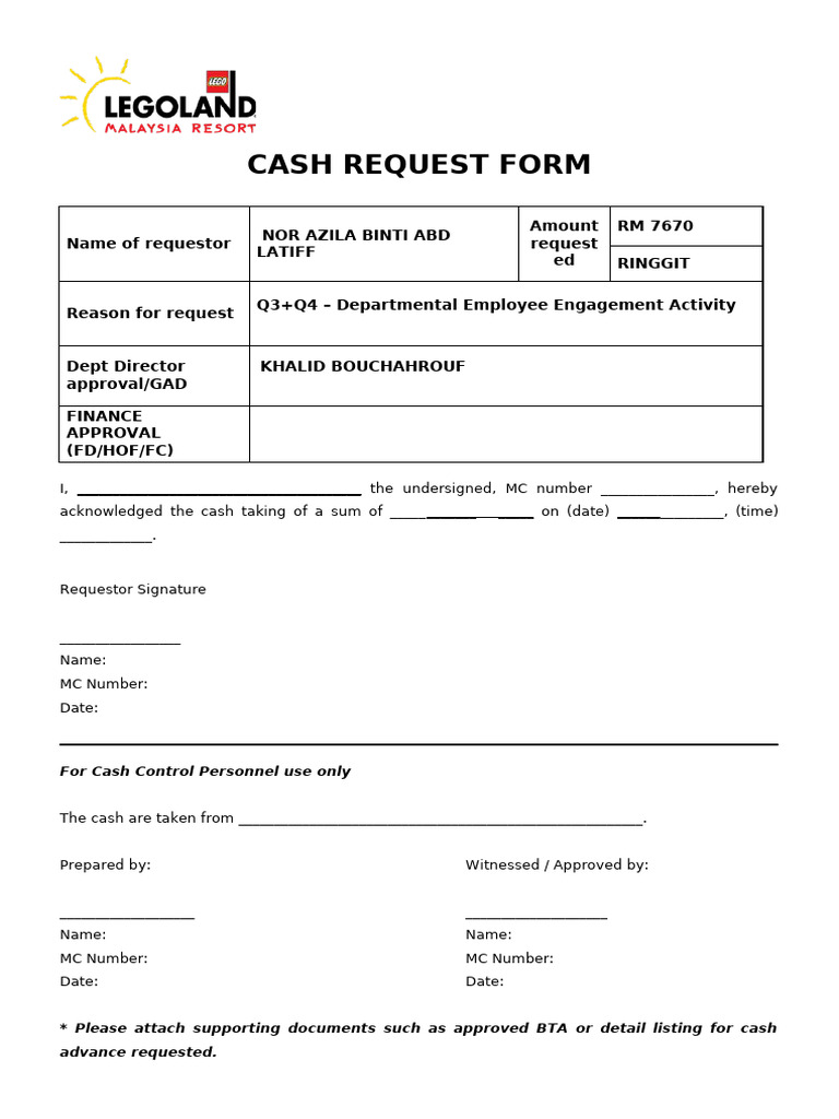 Cash Request Form | PDF