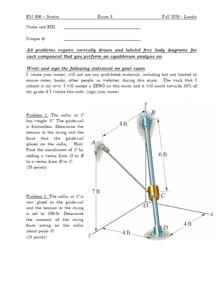 2020F Exam3 Sol | PDF | Force | Quantity