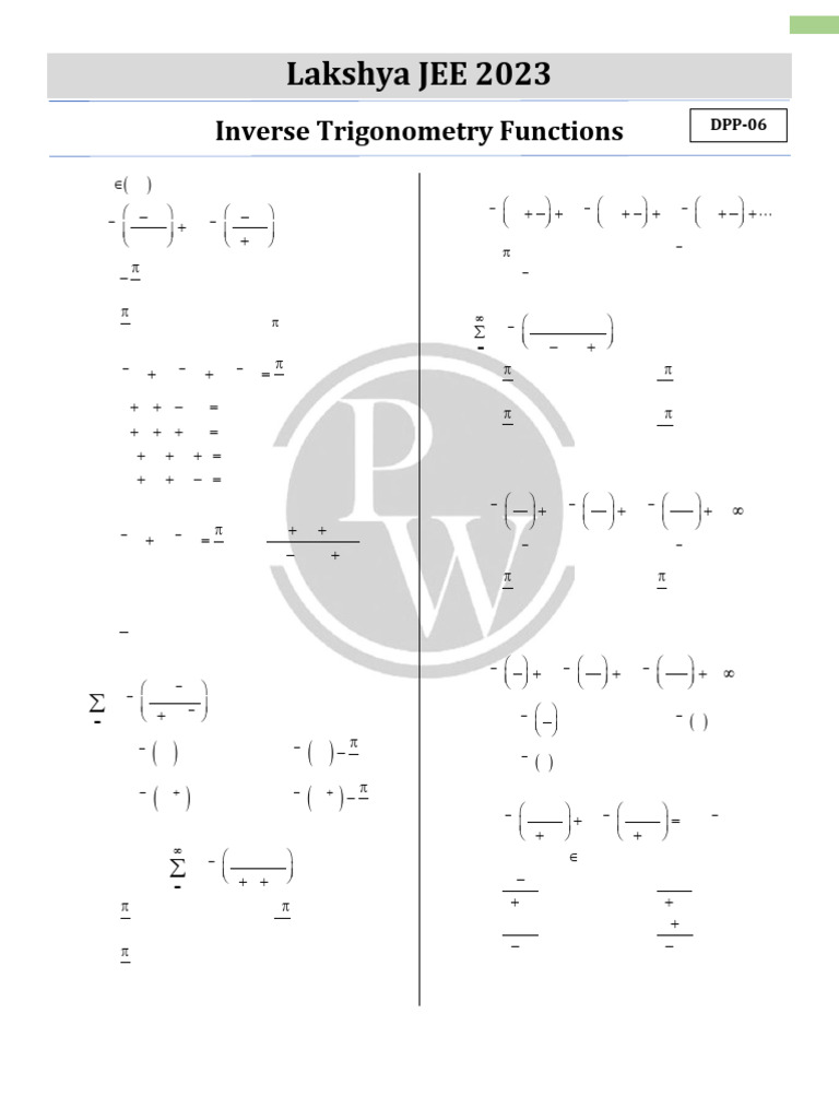 Inverse Trigonometric Functions _ DPP 06 - Inverse Trigonometric ...