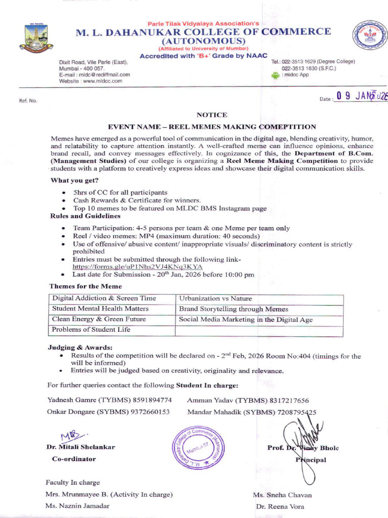 Notice Event Reel Memes Making Comeptition | PDF