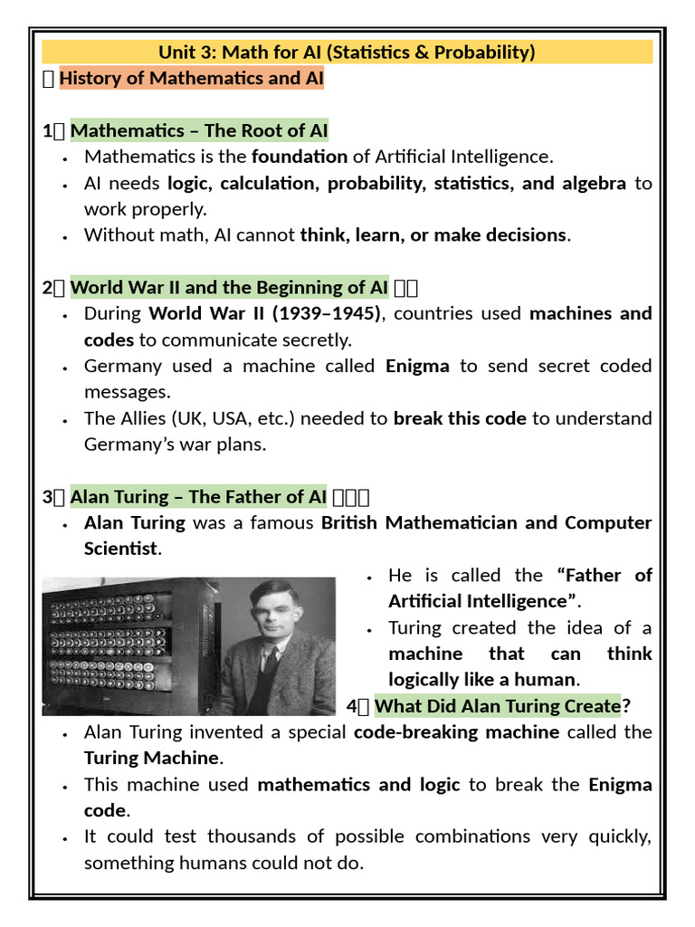 Unit 3 Math for AI (Statistics & Probability | PDF | Standard Deviation | Artificial Intelligence
